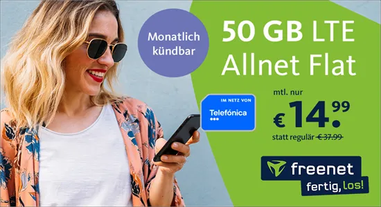 50 GB o2 Allnet Flat für nur 14,99€/Monat - Monatlich kündbar!
