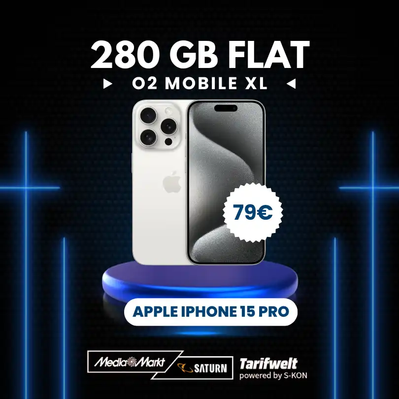iPhone 15 Pro für 79€ mit 560GB o2 für 49,98€ eff. 10,82€