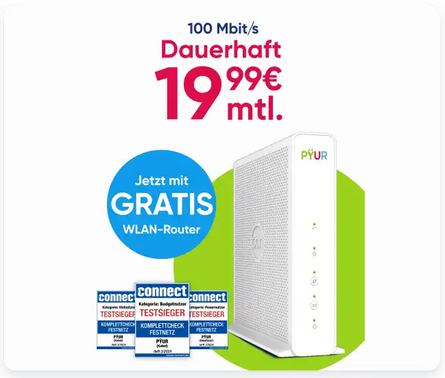 PYUR Internet ab 19,99€ - Bis zu 1 Gbit/s & Mehr