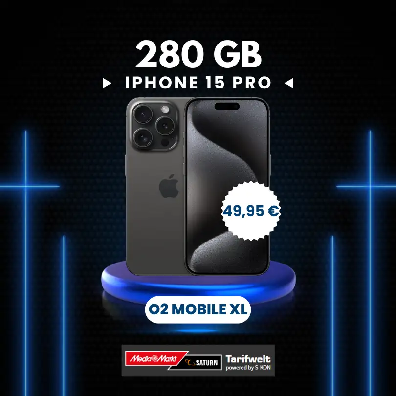 o2 Mobile XL 280GB mit iPhone 15 Pro, Galaxy S24+ & Pixel 9 Pro
